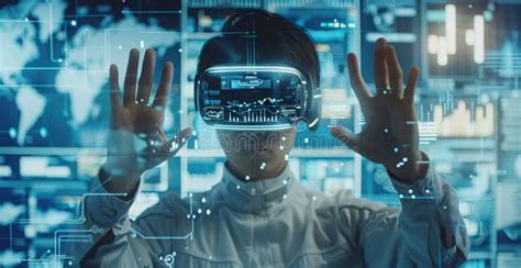 Two Individuals Using Virtual Reality Headsets Interact With Digital