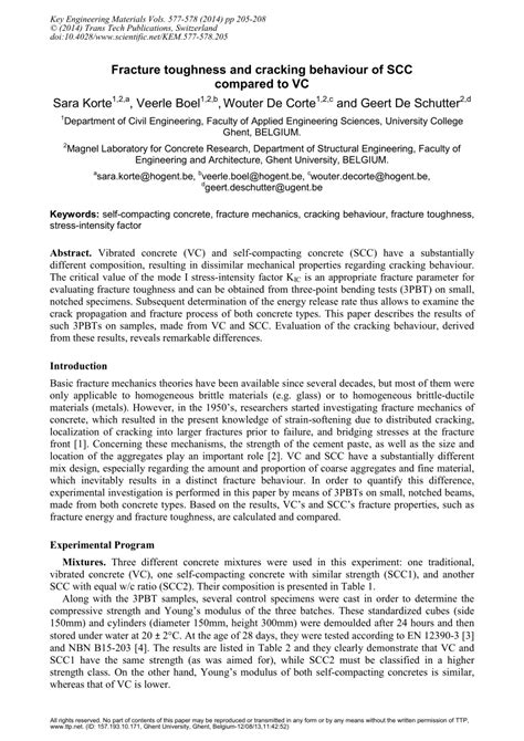 Pdf Fracture Toughness And Cracking Behaviour Of Scc Compared To Vc
