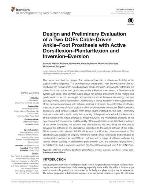 Pdf Design And Preliminary Evaluation Of A Two Dofs Cable Driven