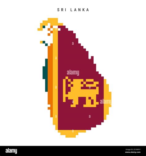 Sri Lanka Pixel Flag Map Icon Flat Vector Illustration Isolated On