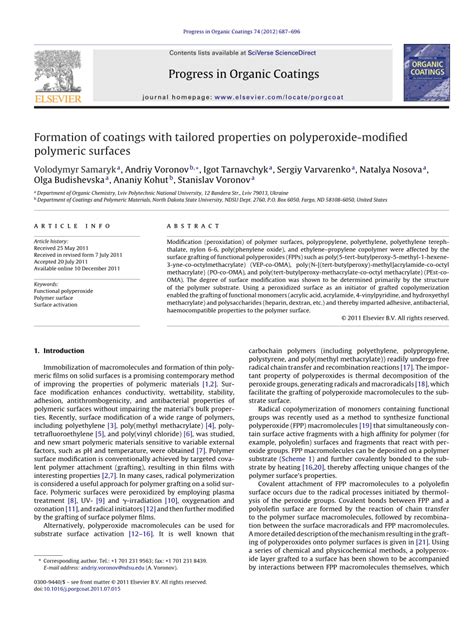 Pdf Formation Of Coatings With Tailored Properties On Polyperoxide