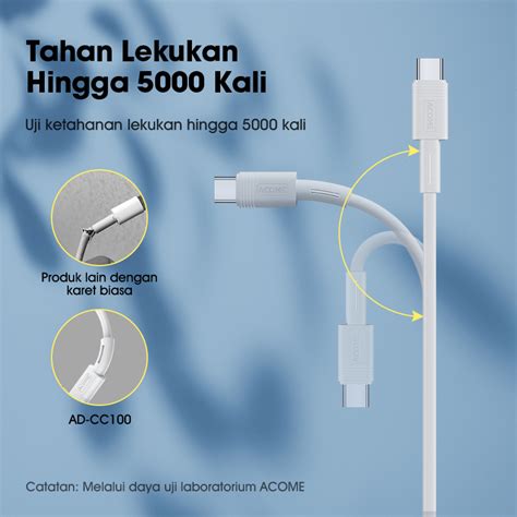 Jual ACOME Kabel Data Type C To USB C Type C To Lightning Data Cable PD 60W 3A Super Fast