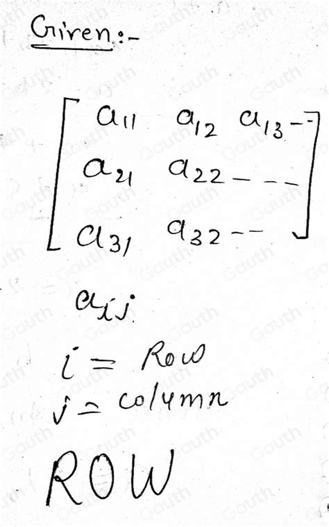 Solved Horizontally Arranged Elements In A Matrix Is Called A Columns