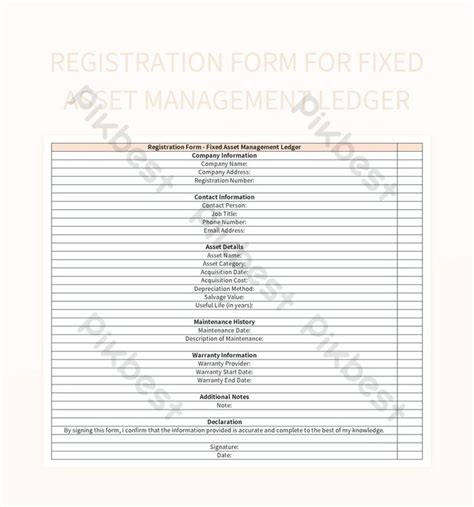 Optimize Your Fixed Asset Management Ledger With Our Registration Form
