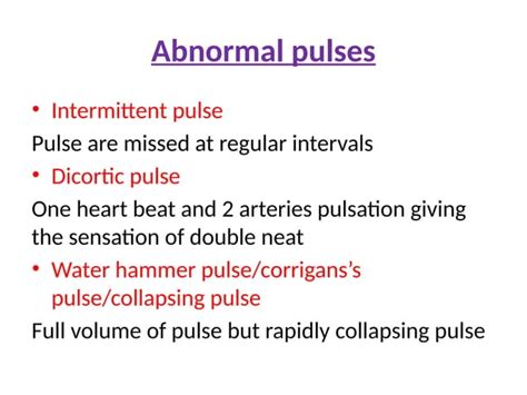 Pulse And Abnormalities Different Types Ppt