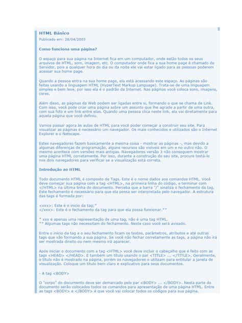 Apostila De Html Básico Pdf