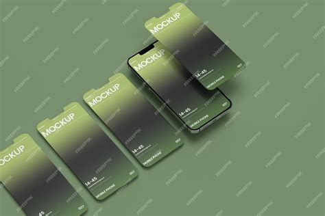 Premium Psd Phone Mockup Set On Modern Background And Realistic Scene