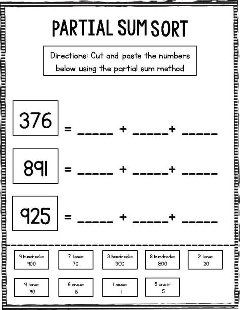 partial sum triple digit addition pack by stay at home activity mom