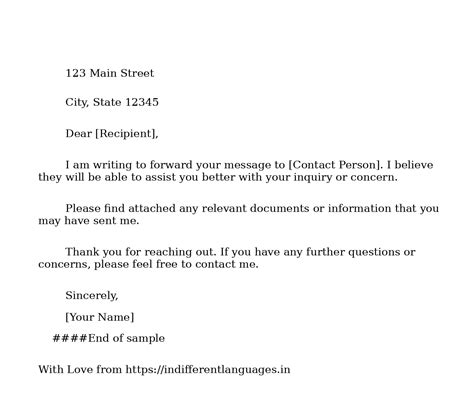 Examples Of Forwarding Letter Sample