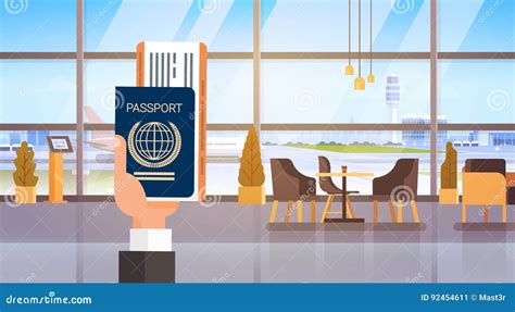 Hand Holding Passport Ticket Boarding Pass Travel Document Airport