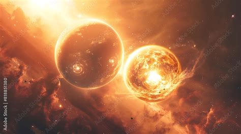 Astronomical Image Of A Binary Star System Stunning High Resolution Photograph Of Dual Stars