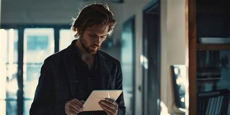 Premium Photo Businessman Using Tablet Generative Ai