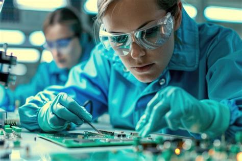 Premium Photo Female Factory Workers Assembling Circuit Boards For Smartphones In Tech Factory