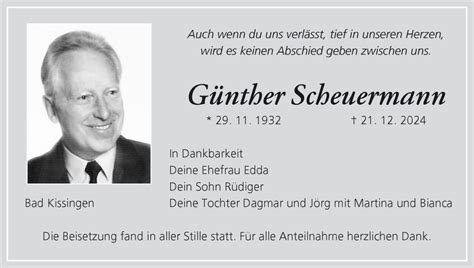 Günther Scheuermann Traueranzeige Frankende
