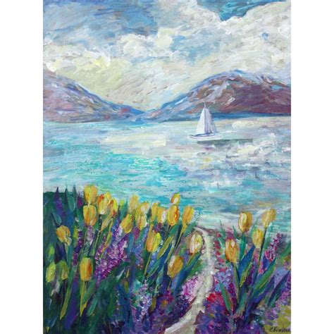 Купить картину Пейзаж с тюльпанами в Москве от художника Ковалева Елена