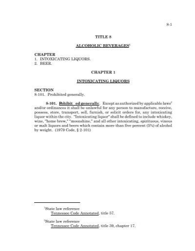 8 1 State Law Reference Tennessee Code Annotated Title 57 Mtas