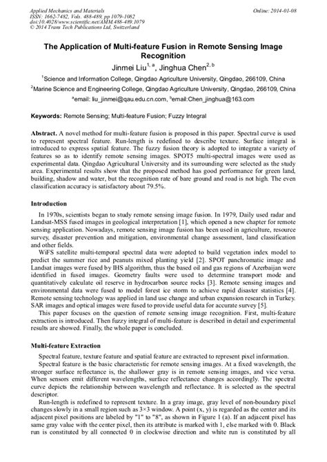 the application of multi feature fusion in remote sensing image