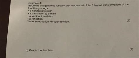 Solved Example A Create A Logarithmic Function That Chegg