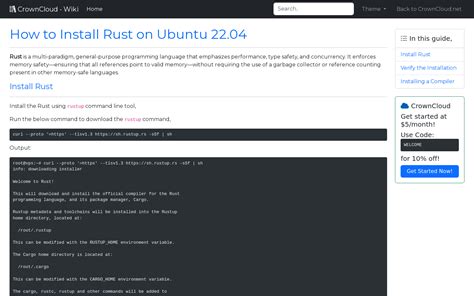 Crowncloud Wiki How To Install Rust On Ubuntu 22 04