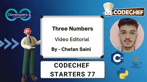 three numbers starters 77 codechef dcc nit a youtube