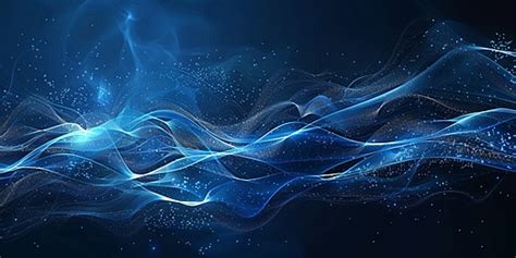 Abstract Background With Flowing Blue Lines And Glowing Particles Abstract Background Flowing
