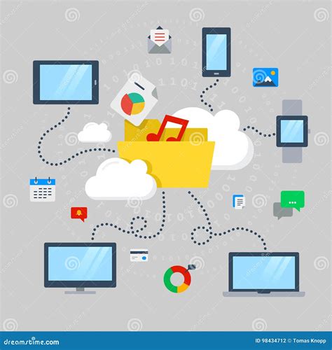 Concept For File Storage Sharing In Cloud Computing Stock Illustration Illustration Of