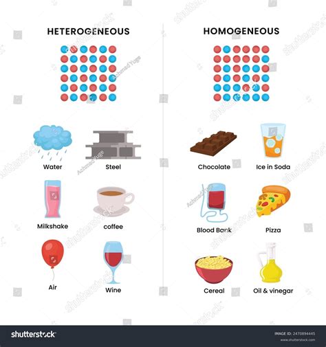 Homogeneous Vs Heterogeneous Mixture Physical Properties Stock Vector