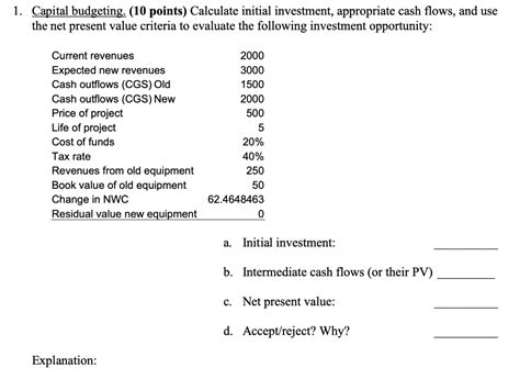Solved Capital Budgeting 10 Points Calculate Initial