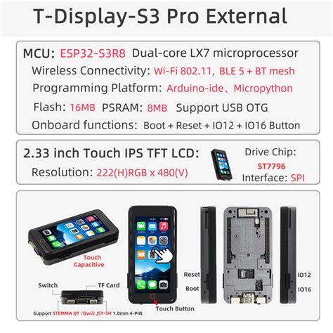 Lilygo T Display S3 Pro External Esp32 S3 Touch Display 233 Inch Lcd