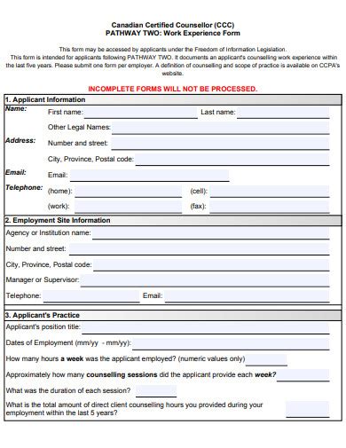 Free 22 Experience Form Samples In Pdf Ms Word