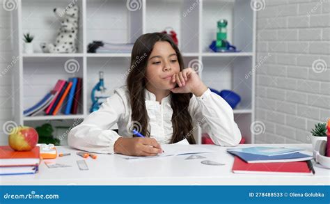 Thinking Pupil Girl Nerd Writing In Notepad Learner Stock Video Video Of Study Education