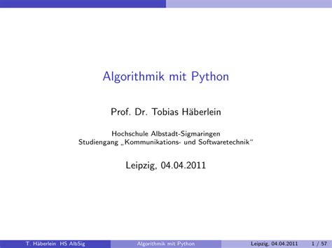 Algorithmik Mit Python Prof Dr Tobias Häberlein