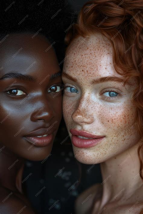 Premium Photo Multiracial Women Portrait Black African American And White Redhead With