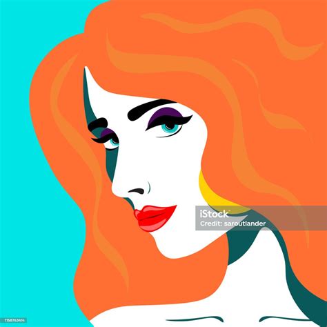 팝 아트 헤드의 스타일에 아름답고 밝은 소녀는 다시 던져 복고풍 팝 아트 스타일의 일러스트레이션 귀걸이에 대한 스톡 벡터 아트 및 기타 이미지 Istock