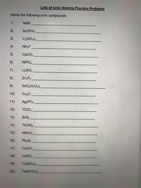 solved lots of lonic naming practice problems name the