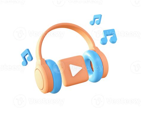 3d Streaming Music With Headphone Icon For Ui Ux Web Mobile Apps Social Media Ads Design