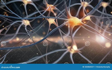 Microscopic Of Neural Network Brain Cells Human Nervous System Signals In Neurons In Brain Of