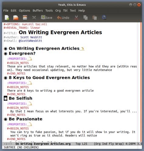 how to create slides with emacs org mode and reveal js