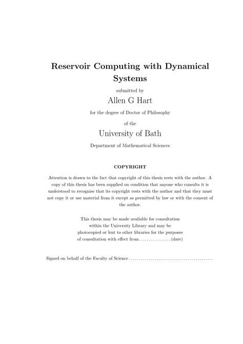 Pdf Reservoir Computing With Dynamical Systems