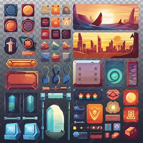Flat Style Game Ui Elements For Creative Design Premium Ai Generated Psd