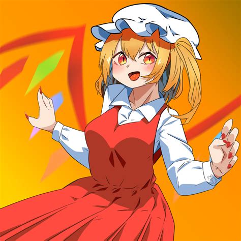 Rinyamame Flandre Scarlet Touhou Commentary Request Highres 1girl D Blonde Hair Blush