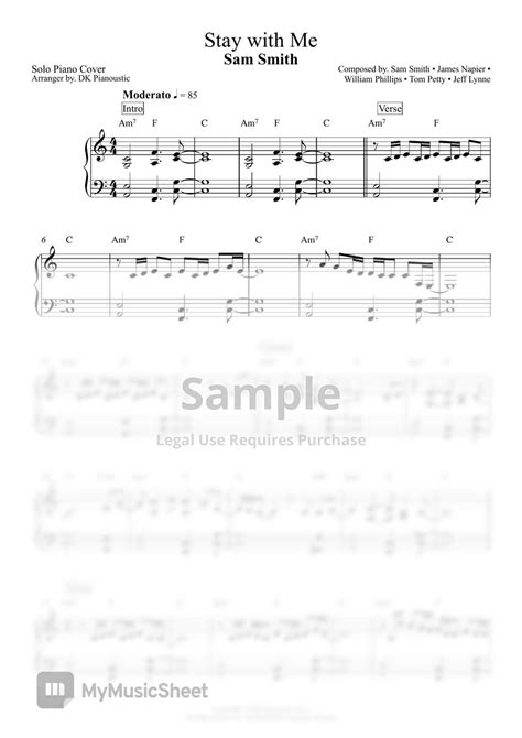 Sam Smith Stay With Me Solo Piano Cover Sheets By Dk Pianoustic