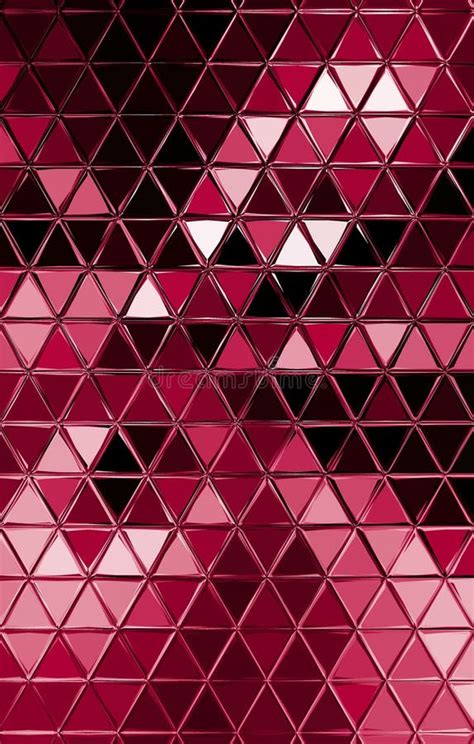 Regular Equilateral Triangular Mosaic Glass Tile Distortion Red And Pink Stock Illustration