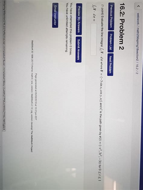 Solved Webwork Math256spring18section2 162 2 162