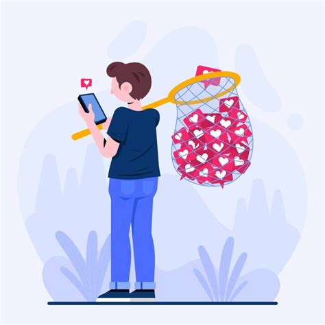 소셜 미디어에 중독 된 사람의 그림 무료 벡터