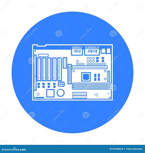 Motherboard Icon In Black Style Isolated On White Background Personal Computer Symbol Stock