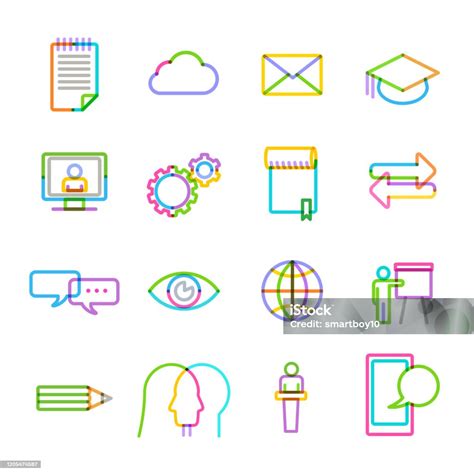 E러닝 아이콘 세트 개념에 대한 스톡 벡터 아트 및 기타 이미지 개념 교습 교실 Istock