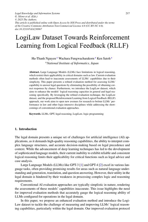 Pdf Logilaw Dataset Towards Reinforcement Learning From Logical Feedback Rllf