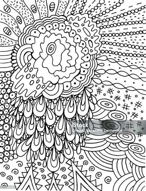 꽃과 Srops 환상적인 만화 추상 낙서 잉크 선 그리기 성인을 위한 색칠 하기 페이지입니다 벡터 일러스트레이션 0명에 대한 스톡 벡터 아트 및 기타 이미지 Istock
