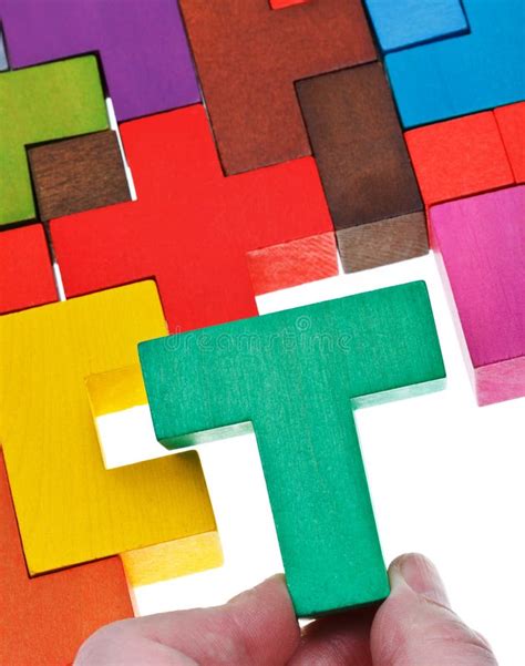 Putting T Shaped Block In Multicoloured Puzzle Stock Photo Image Of Piece Block 37887342